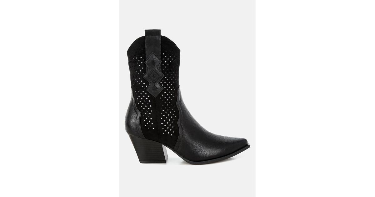 LONDON RAG Prosia Woven Cowboy Boots in Black | Lyst
