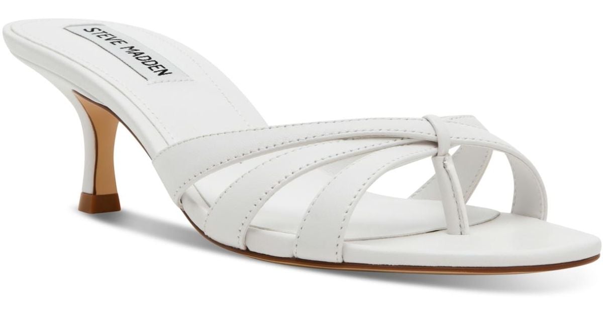 Steve Madden Cary Strappy Kitten-heel Mule Sandals in White | Lyst