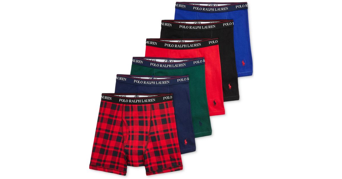 Polo Ralph Lauren 5+1 Free Bonus Classic Fit Cotton Boxer Briefs in Red ...