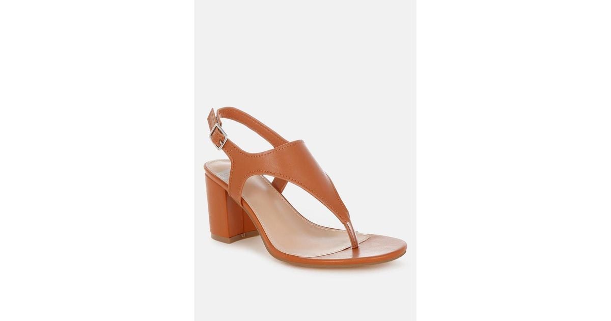 Rag & Co Ann Real Leather Thong Toe Sandals in Brown | Lyst