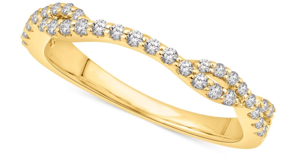 Macy's Diamond Twist Crossover Band (1/4 Ct. T.w in Metallic | Lyst