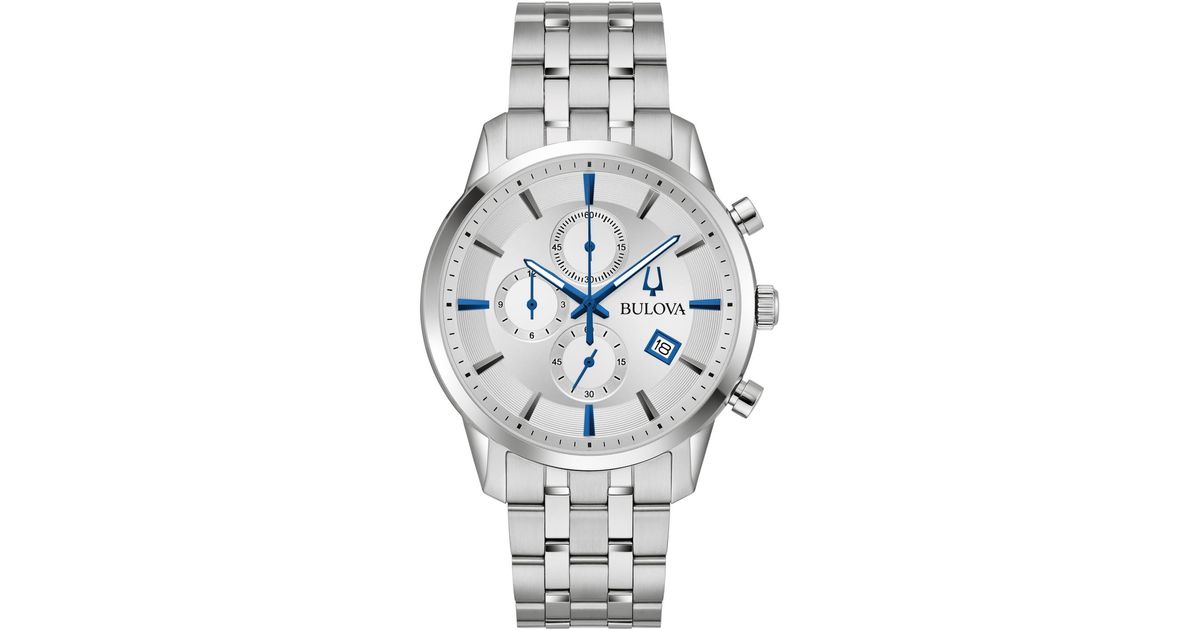 Bulova Chronograph Classic Sutton Stainless Steel Bracelet Watch 41mm ...