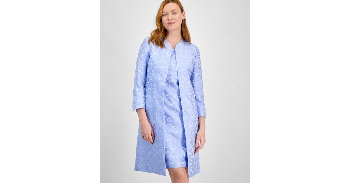 Kasper Open-front Floral Jacquard Topper Jacket in Blue | Lyst