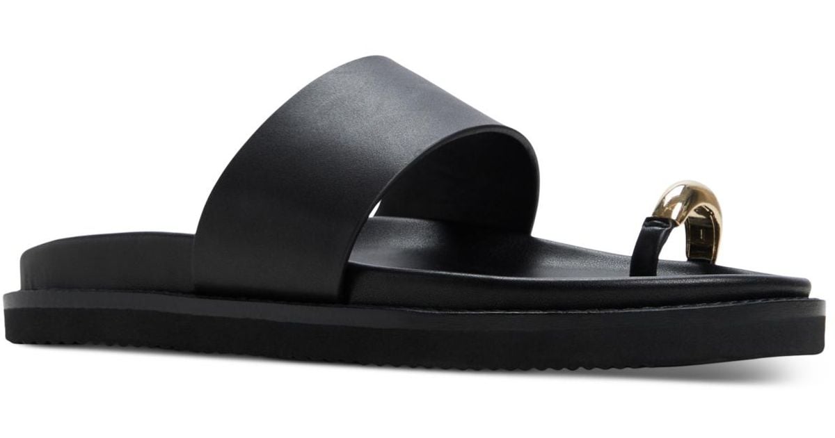 ALDO Beachstroll Toe-loop Footbed Slides in Black | Lyst