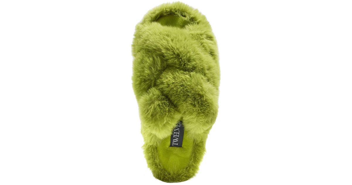 Twelve AM Cozy Up Slippers in Green | Lyst