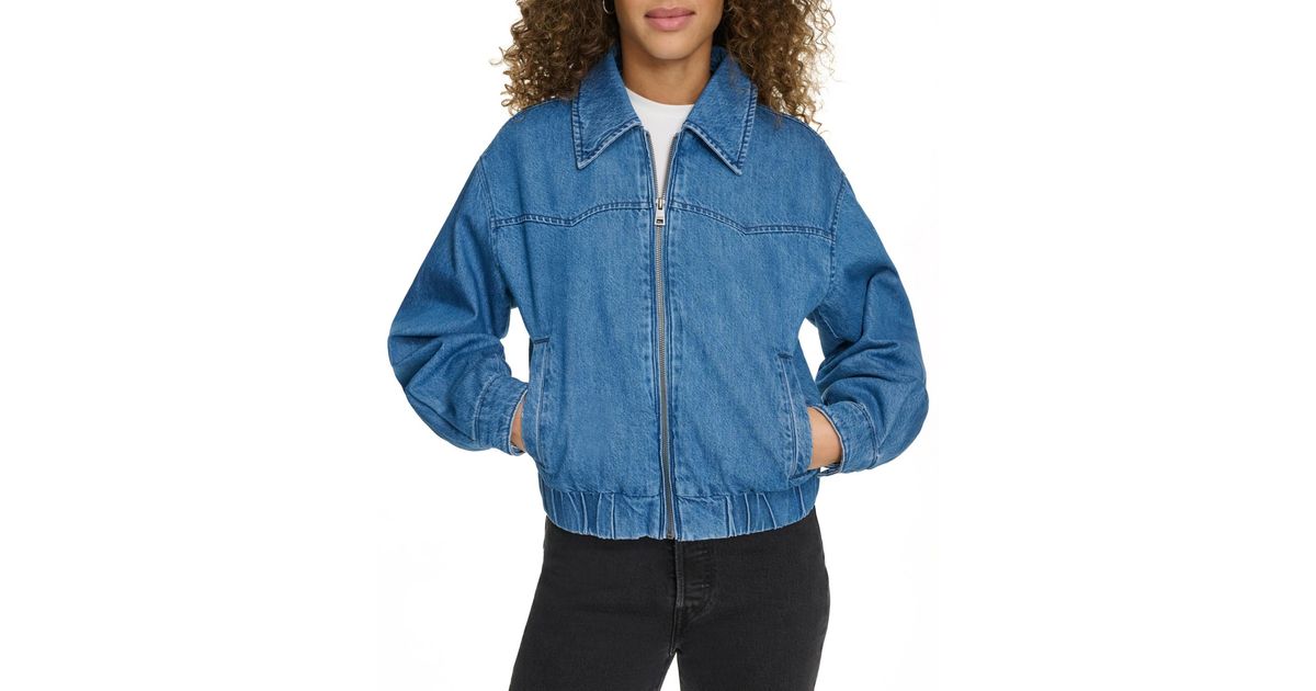 Levi's Western Zip-front Denim Bomber Jacket in Blue | Lyst