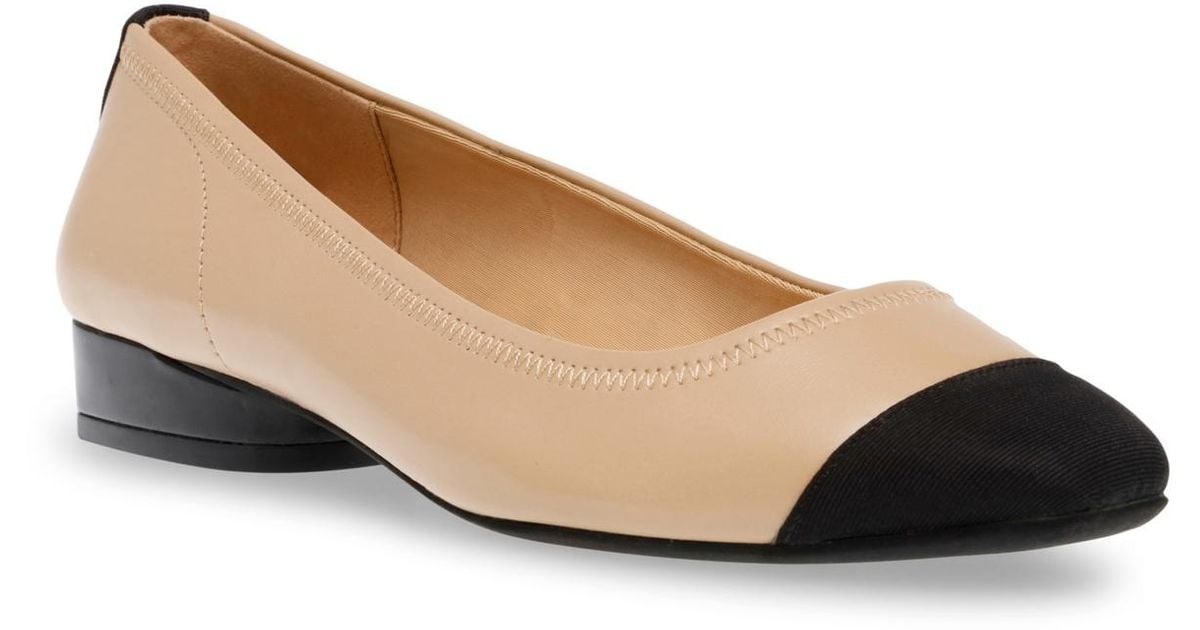 Anne Klein Carlie Almond Toe Ballet Flats in Natural | Lyst