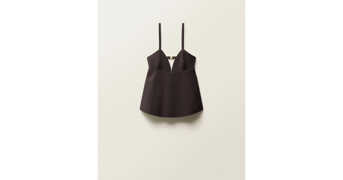 Mango Open Back V-neck Top in Black | Lyst