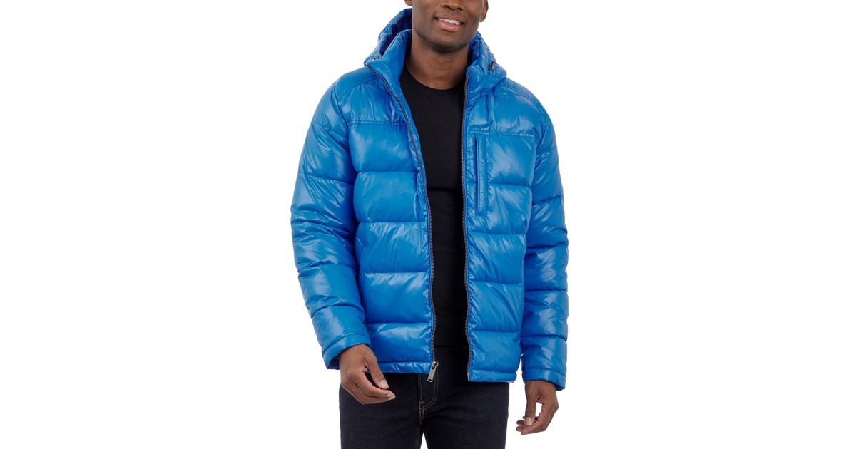 Michael Kors Shine Puffer Jacket in Blue for Men | Lyst