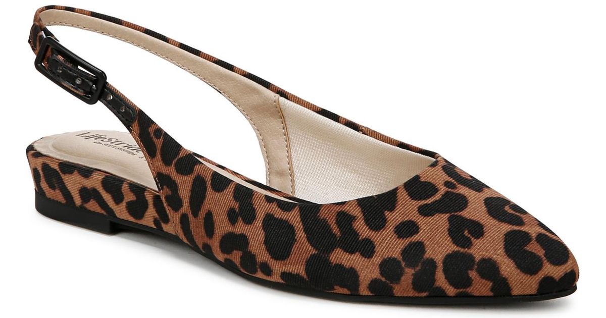 LifeStride Percy Pointed Toe Slingback Flats in Brown | Lyst