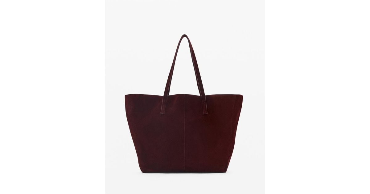Mango Suede Shopper Bag in Purple | Lyst