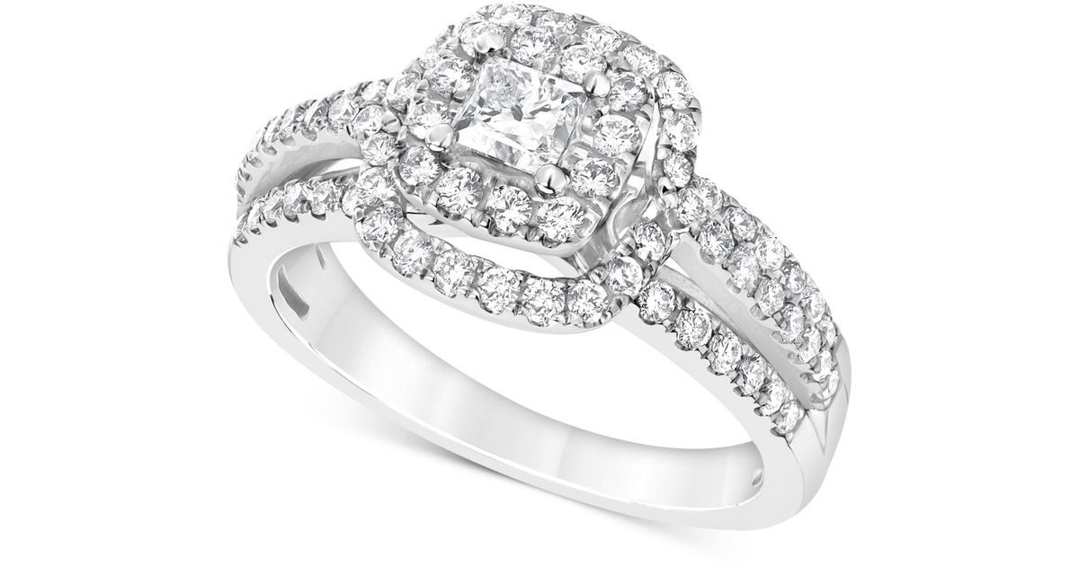 Macy's Diamond Princess & Round Cluster Ring (1 Ct. T.w. in White | Lyst