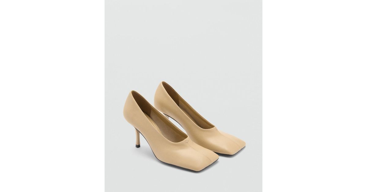 Mango Leather Square-toe Shoes in Natural | Lyst