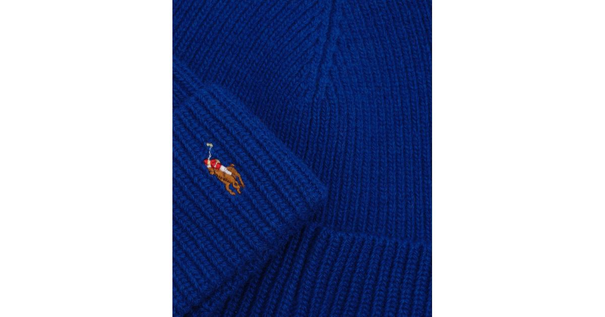 Polo Ralph Lauren Signature Cuff Hat in Blue for Men | Lyst