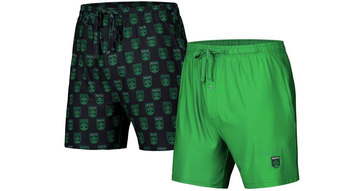 Concepts Sport 2-pack Black/kelly Green Austin Fc Record Shorts Set for ...