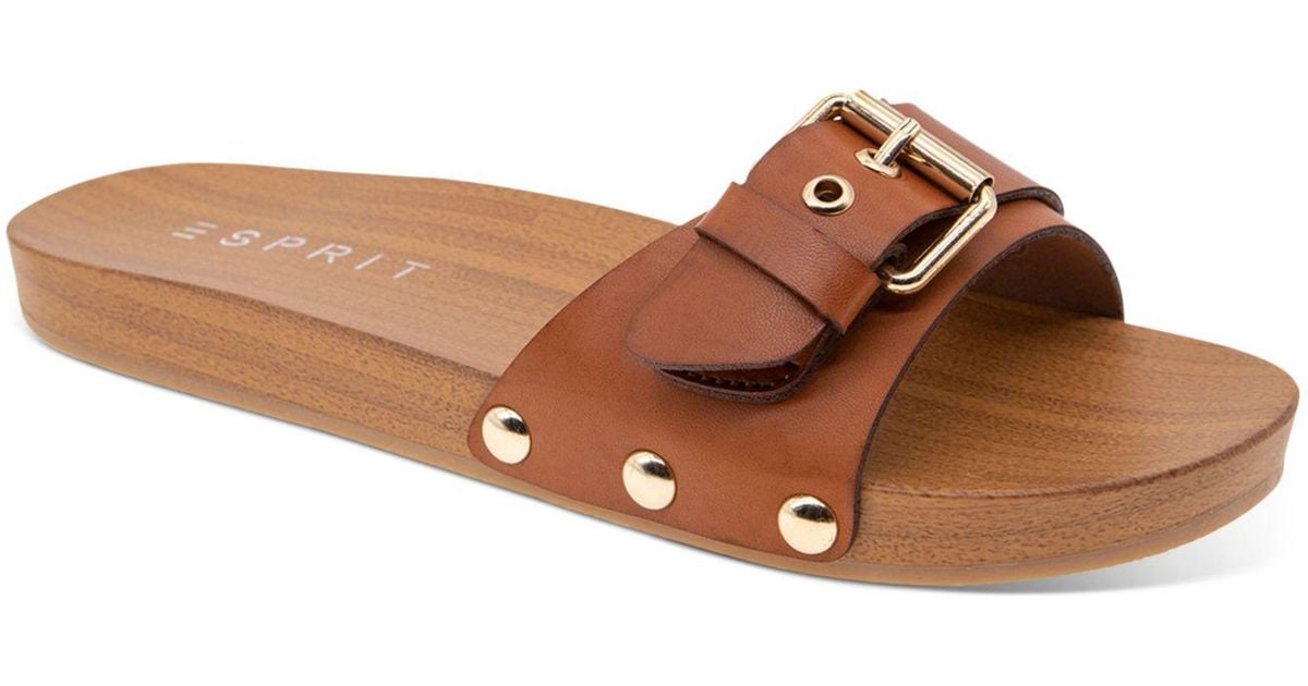 Esprit Winny Wooden Clog Slides in Brown | Lyst