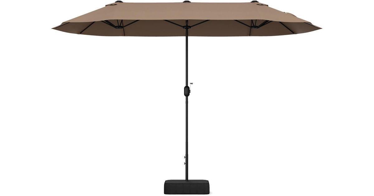 Gymax 13ft Double-sided Patio Umbrella W/ Crank Handle Umbrella Base ...