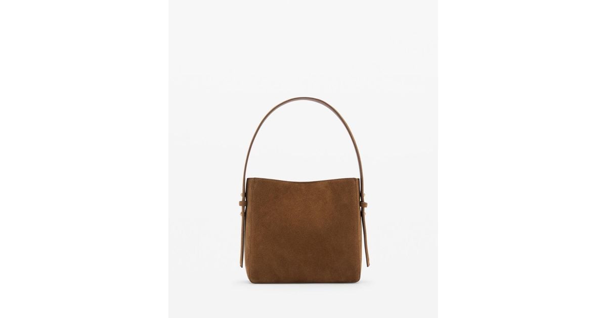 Mango Suede Mini Shopper Bag in Brown | Lyst