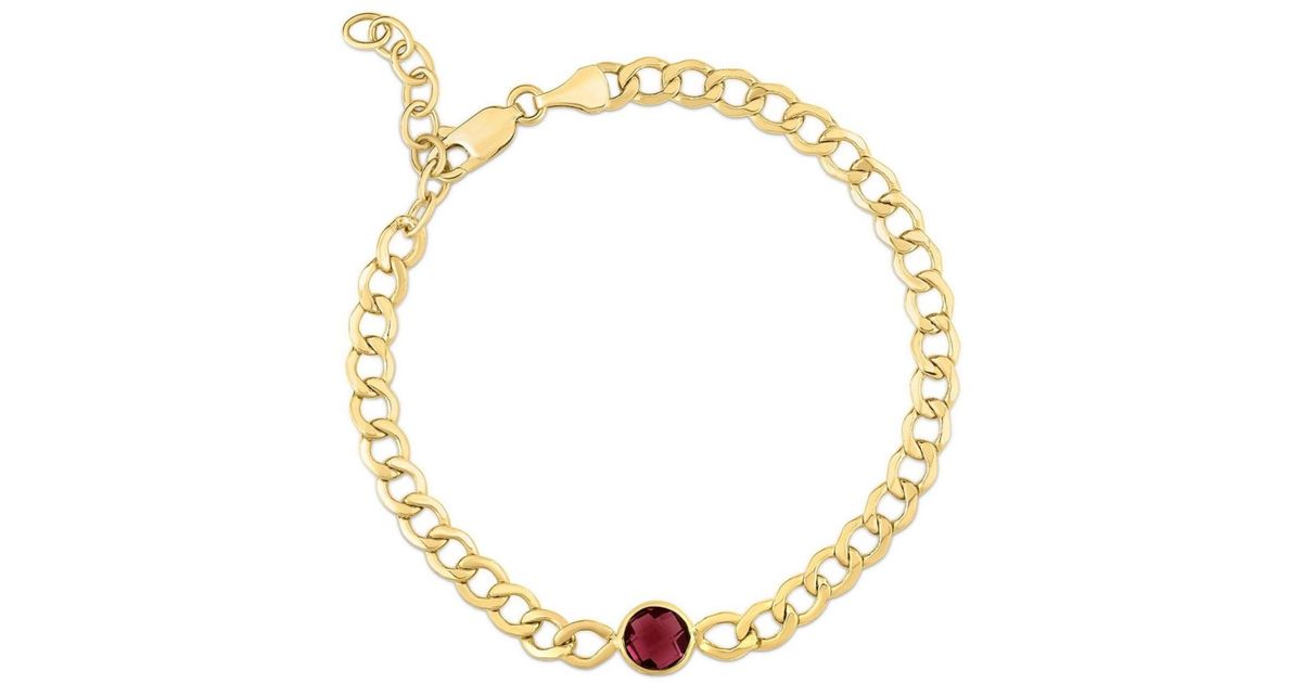 The Lovery Bezel Curb Bracelet 14k Gold in Metallic | Lyst
