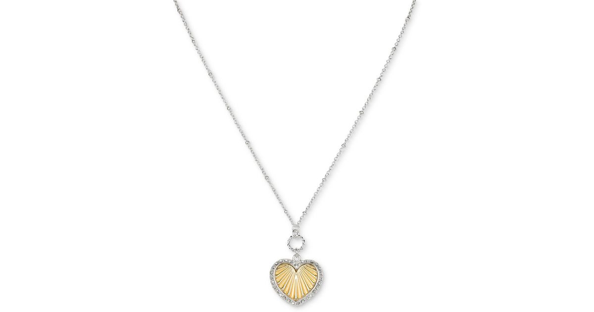 Patricia Nash Two-tone Sunray Texture Heart Pendant Necklace in ...