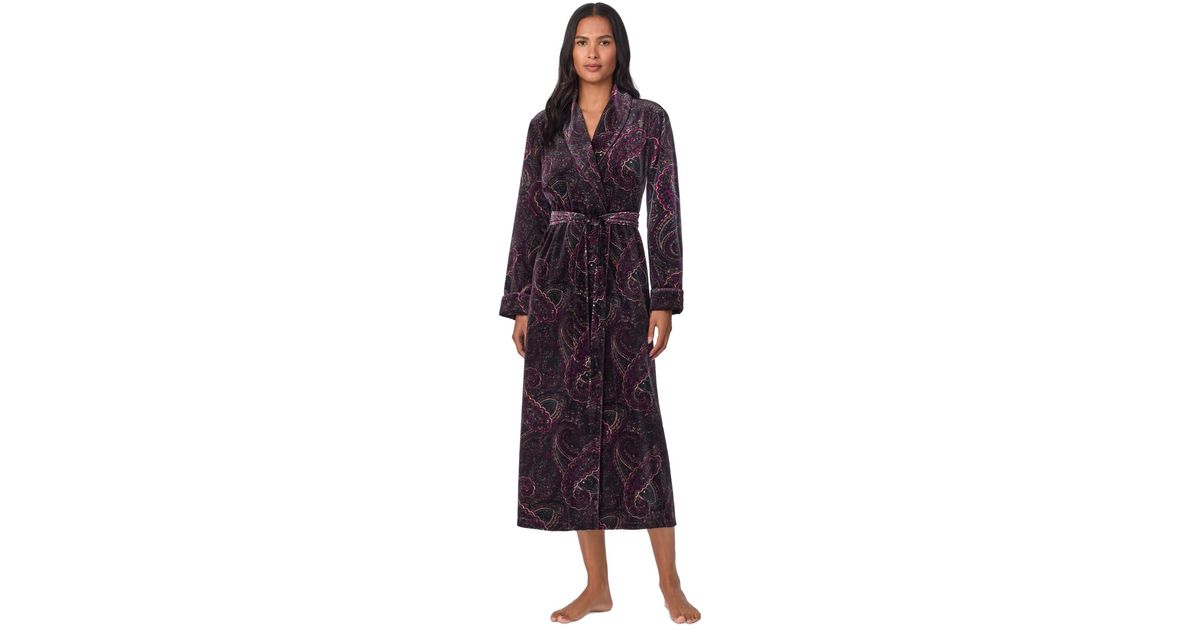 Ralph Lauren Paisley Velvet Shawl-collar Robe in Red | Lyst