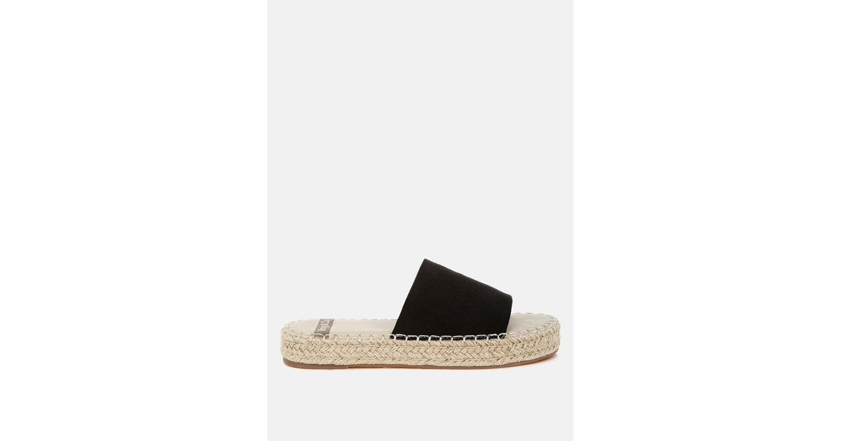 Rag & Co Huntra Real Soft Leather Espadrille Flatforms in Black | Lyst