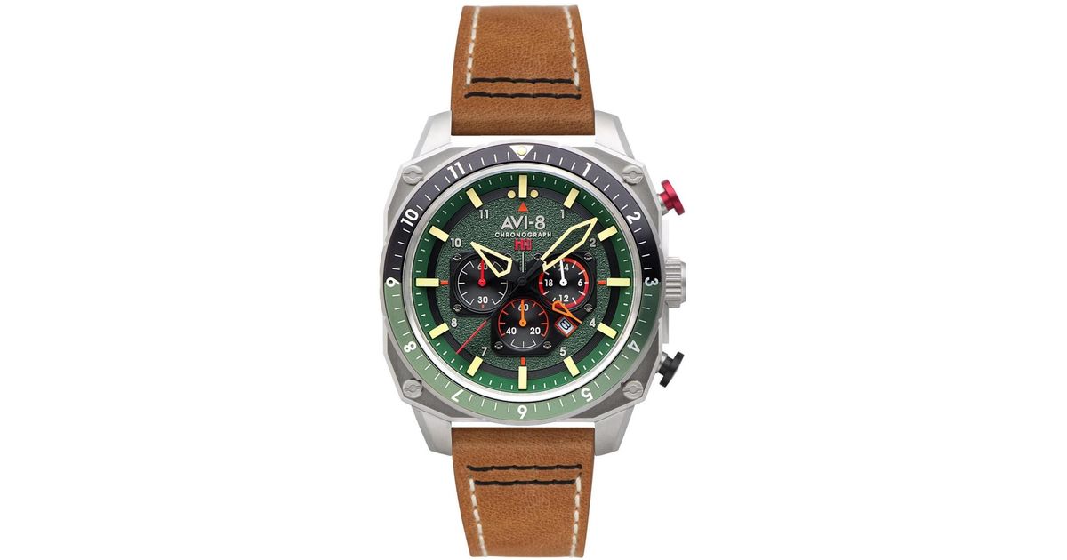 AVI-8 Hawker Hunter Atlas Dual-time Chronograph Brown Leather Strap ...