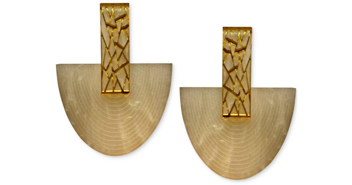 Swanky Designs Zahara Geo Curve Drop Earrings in White | Lyst