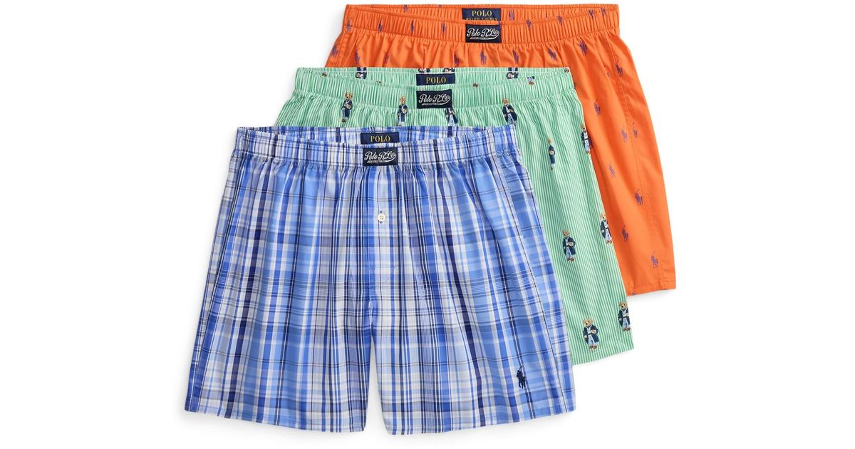 Polo Ralph Lauren Single-button Fly Woven Boxers in Blue for Men | Lyst