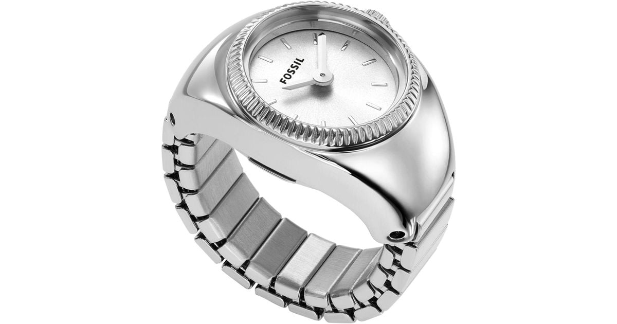 Fossil Ring Watch Two-hand Silver-tone Stainless Steel Bracelet Watch ...