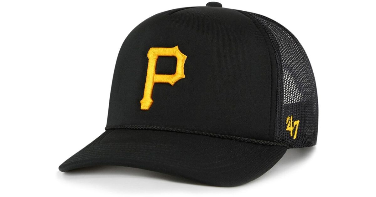 '47 Pittsburgh Pirates Foam Logo Trucker Snapback Hat in Black for Men ...