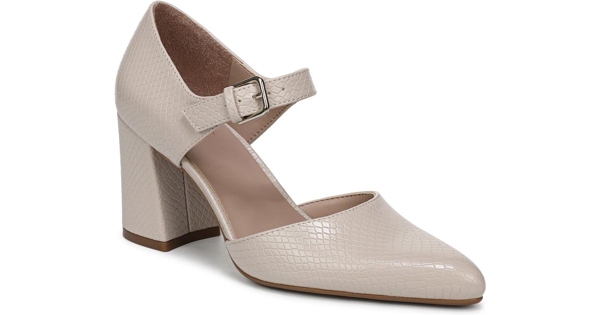 Naturalizer Pixie Mary Jane Pointed Toe Block Heel Pumps in Metallic | Lyst