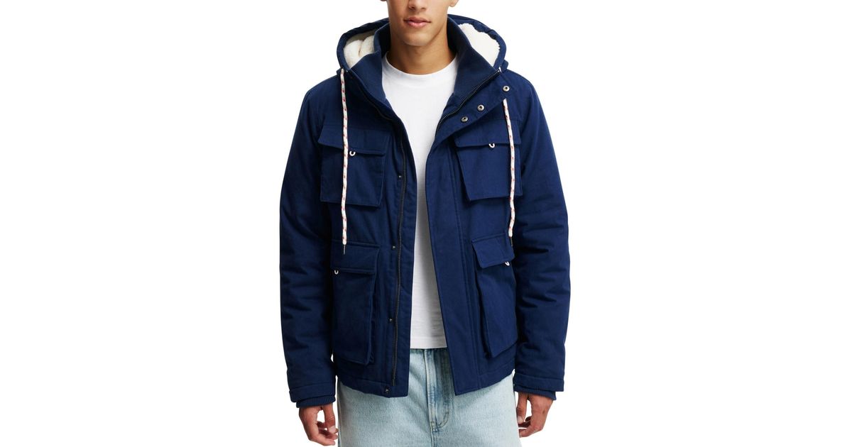 Cotton On Heavy Weight Utility Parka Jacket in Blue for Men | Lyst
