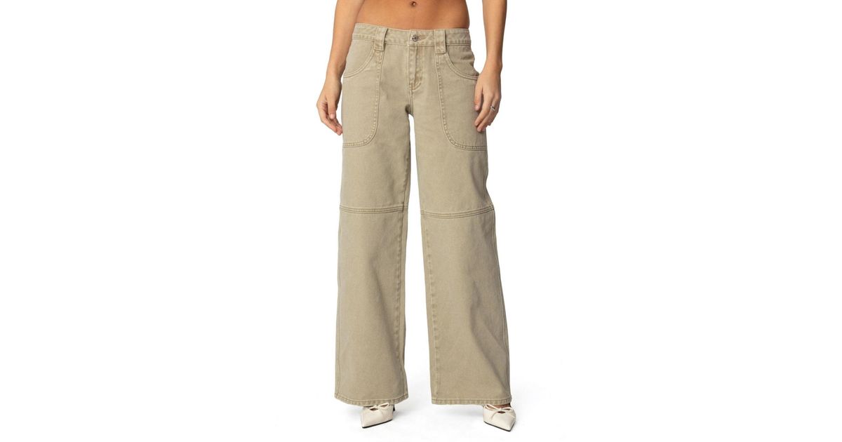 Edikted Morgan Low Rise Carpenter Jeans in Natural | Lyst