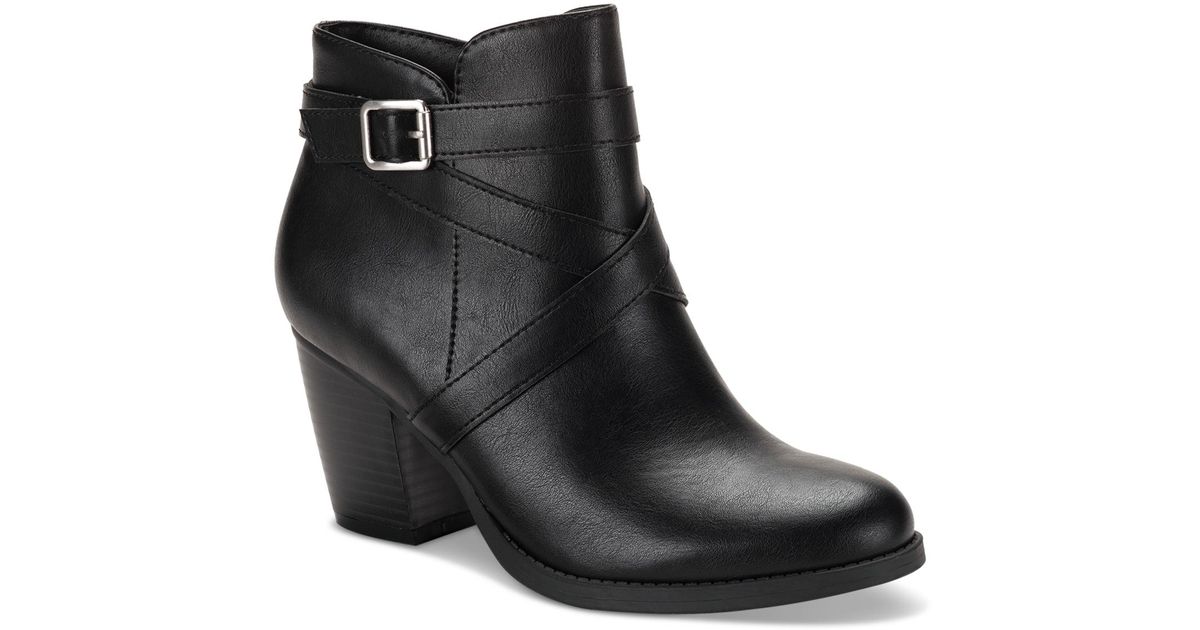 Style & Co. Zetaa Strappy Belt-heel Booties in Black | Lyst
