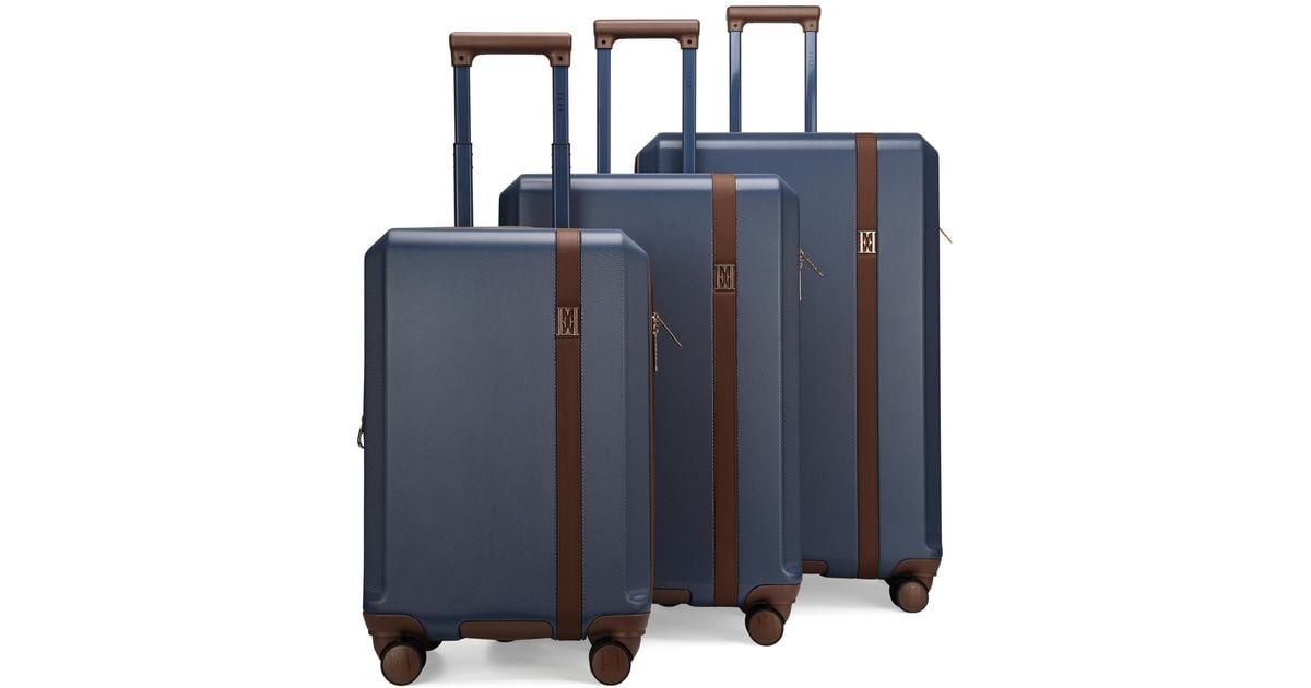 Elle Luxe Journey 3-piece Expandable Retro Spinner luggage Set in Blue ...