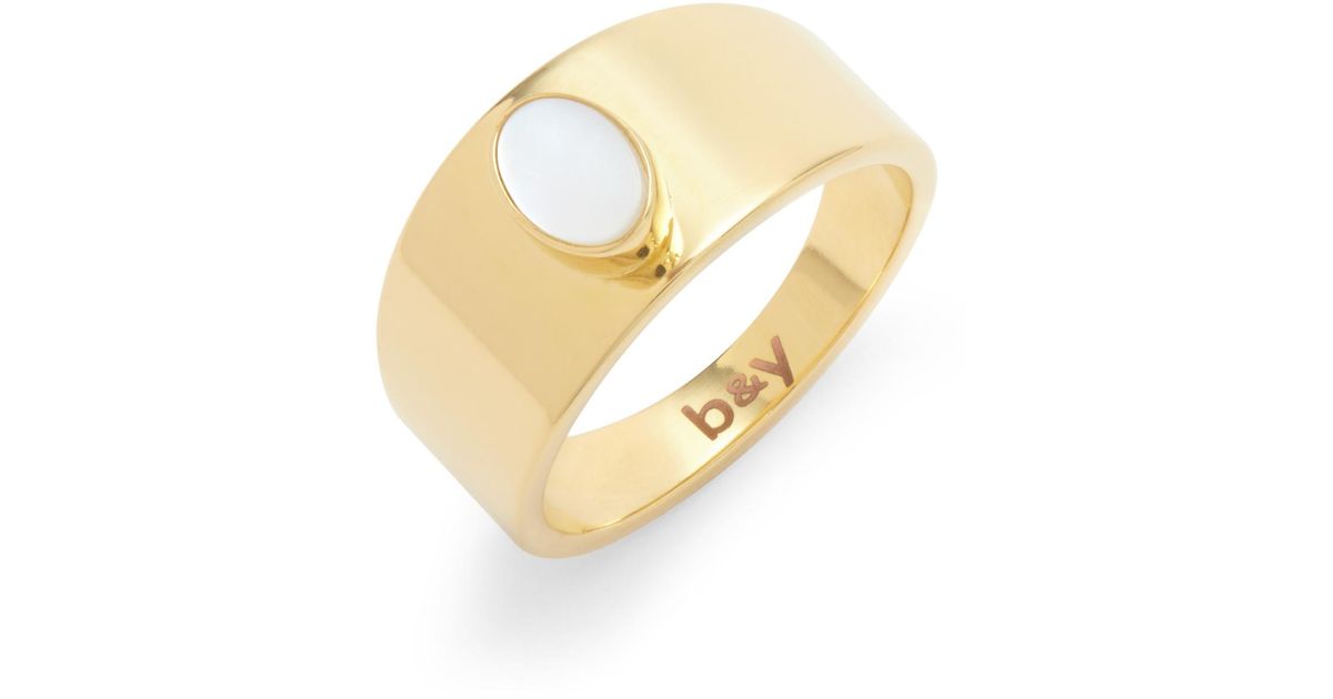Brook and York Riley 14k Gold Plated Mother Of Pearl Ring in Metallic ...