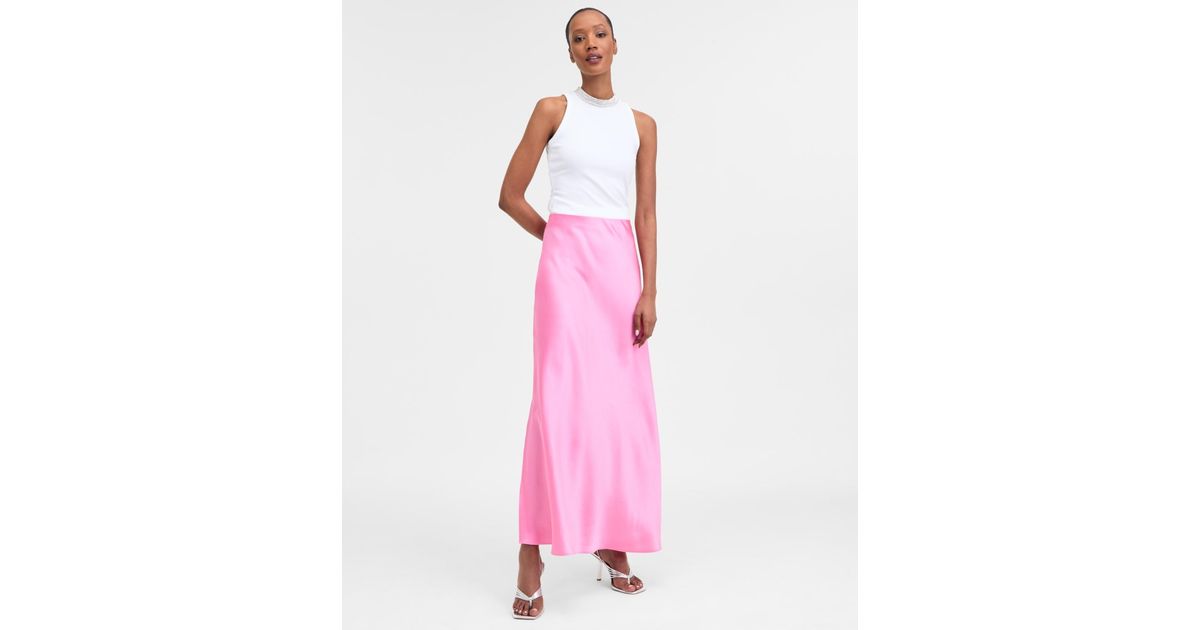INC International Concepts Satin Maxi Skirt in Pink | Lyst