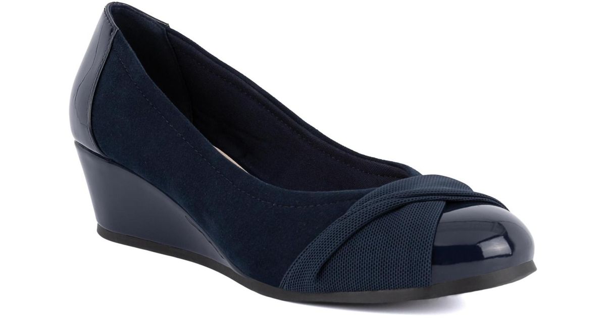 Jones New York Preslee Round Toe Wedge Pumps in Blue | Lyst