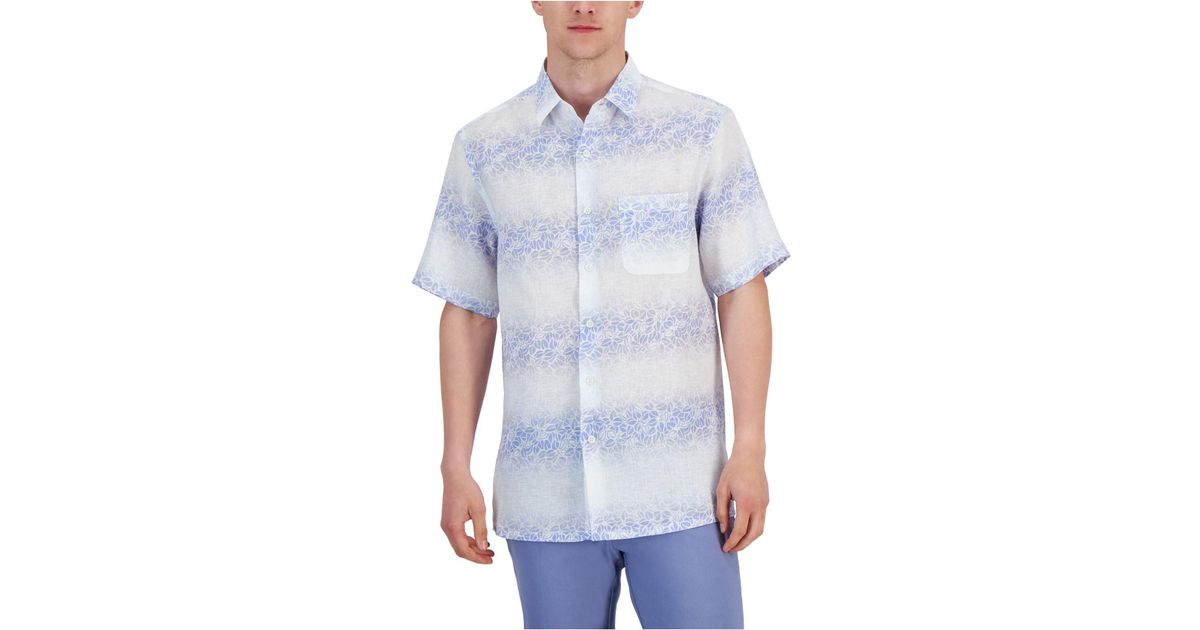 Club Room Elevated Manny Floral Linen Shirt Created For Macys In Blue