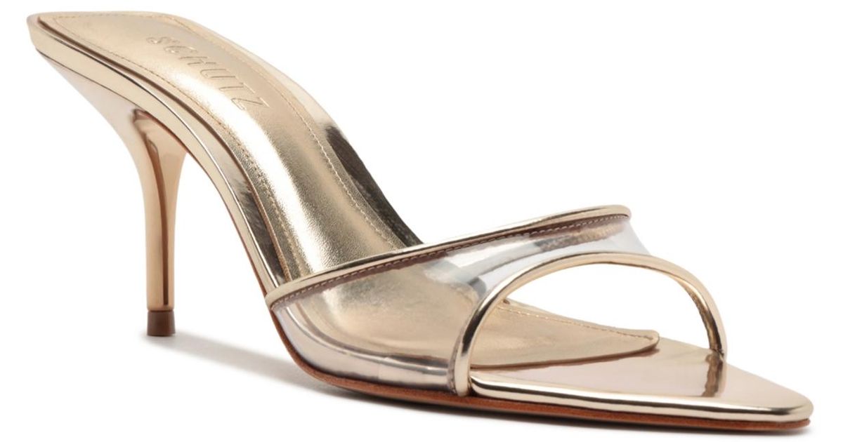 SCHUTZ SHOES Elodie Vinyl Slip-on Dress Sandals in White | Lyst