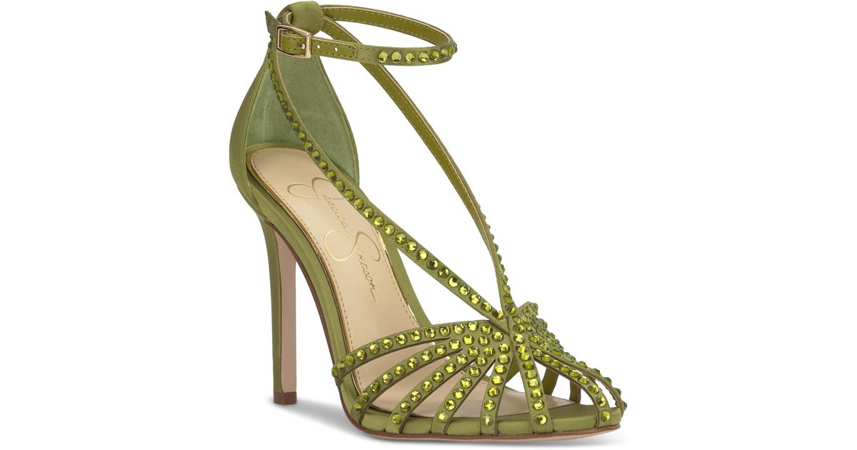 Jessica Simpson Jittale Strappy Two-piece Pumps in Green | Lyst