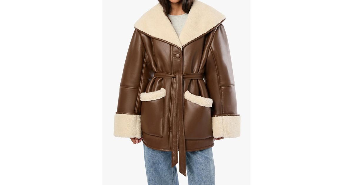 WeWoreWhat Faux Leather Bonded Jacket in Brown | Lyst