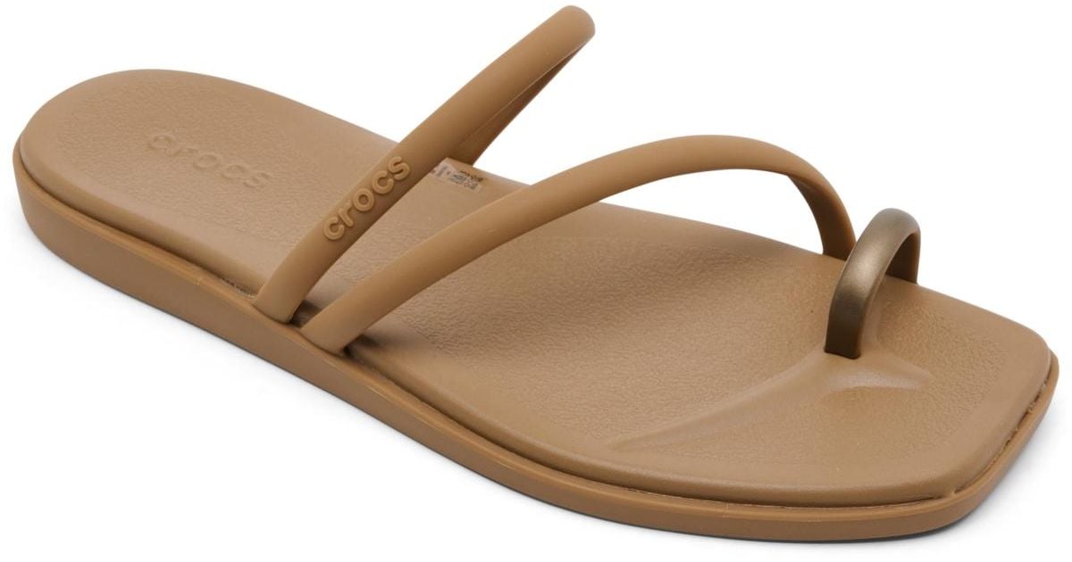 Crocs™ Miami Metallic Toe Loop Sandals From Finish Line in Brown | Lyst