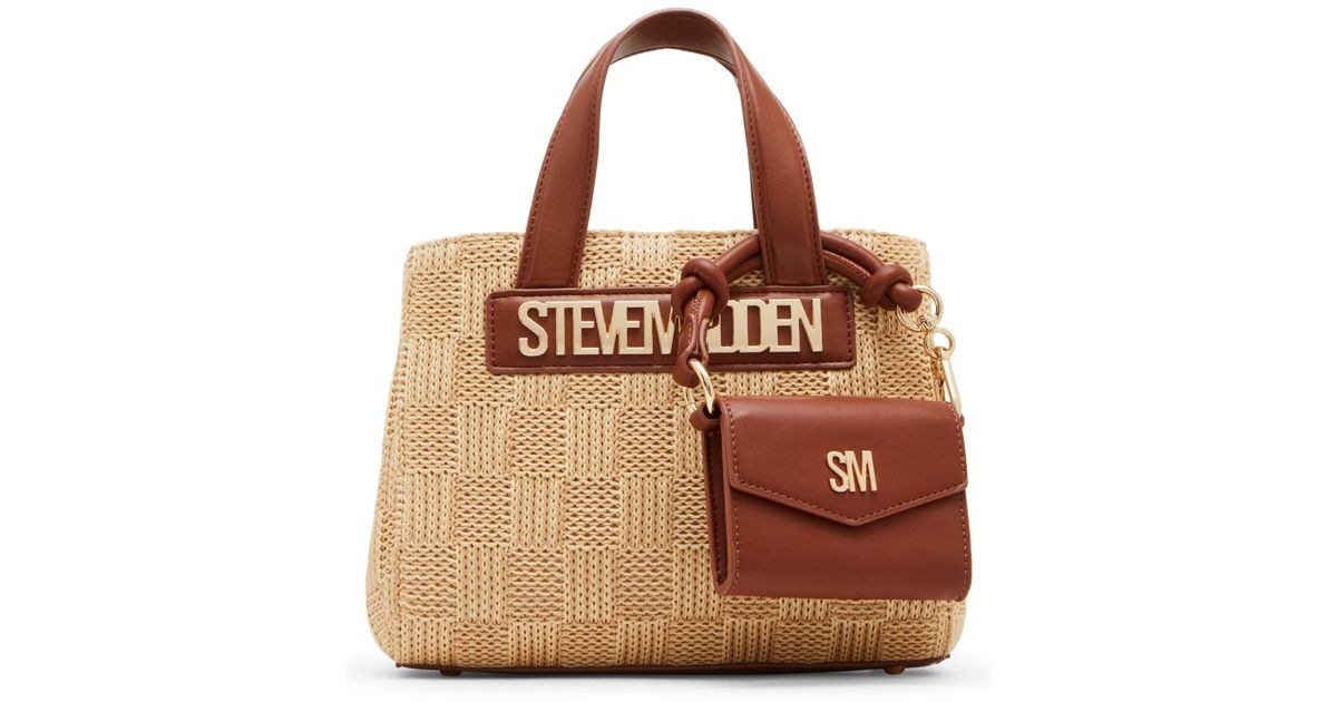 Steve Madden Bflores Raffia Mini Tote in Brown | Lyst