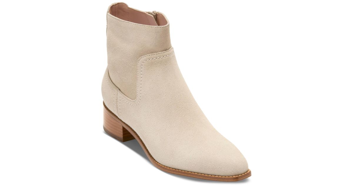 Cole Haan Naia Pointed Toe Block Heel Booties in Natural | Lyst