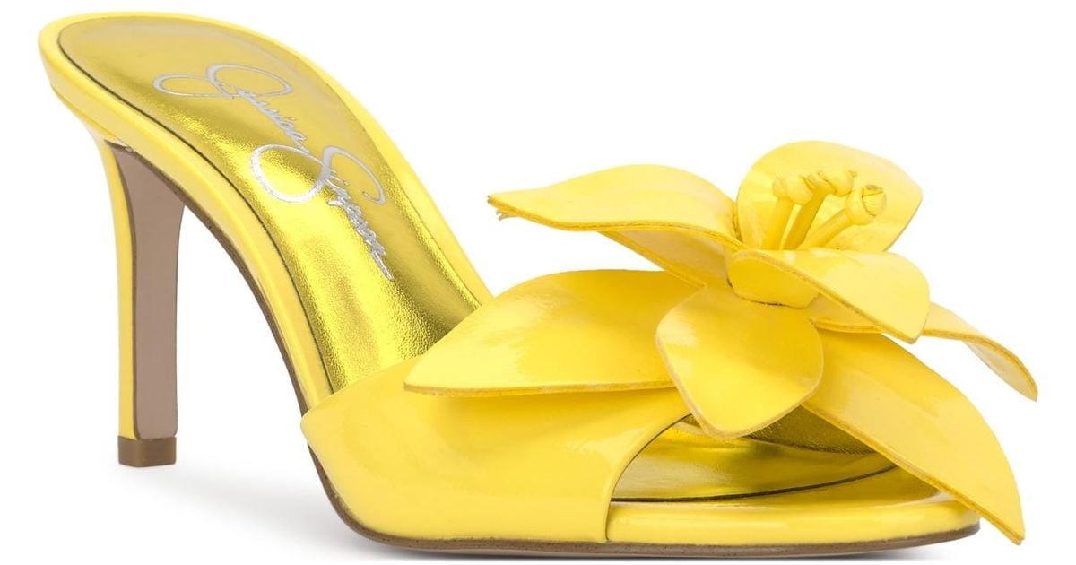 Jessica Simpson Percia Flower High-heel Dress Mules in Yellow | Lyst
