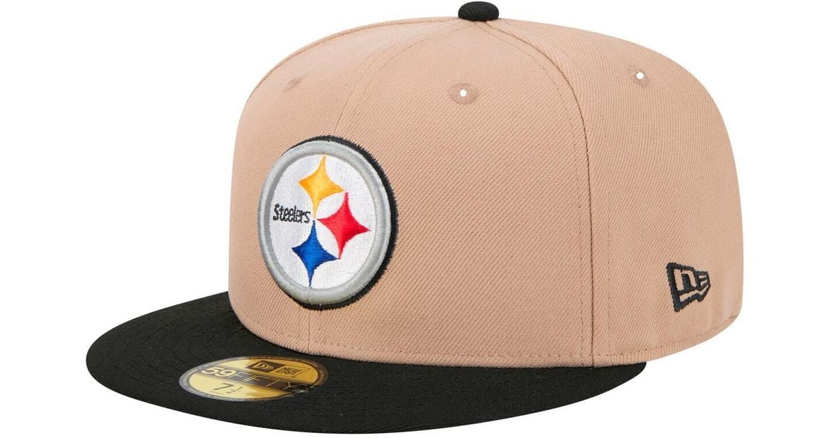 KTZ Tan Pittsburgh Steelers Logo Main 59fifty Fitted Hat in Pink for ...