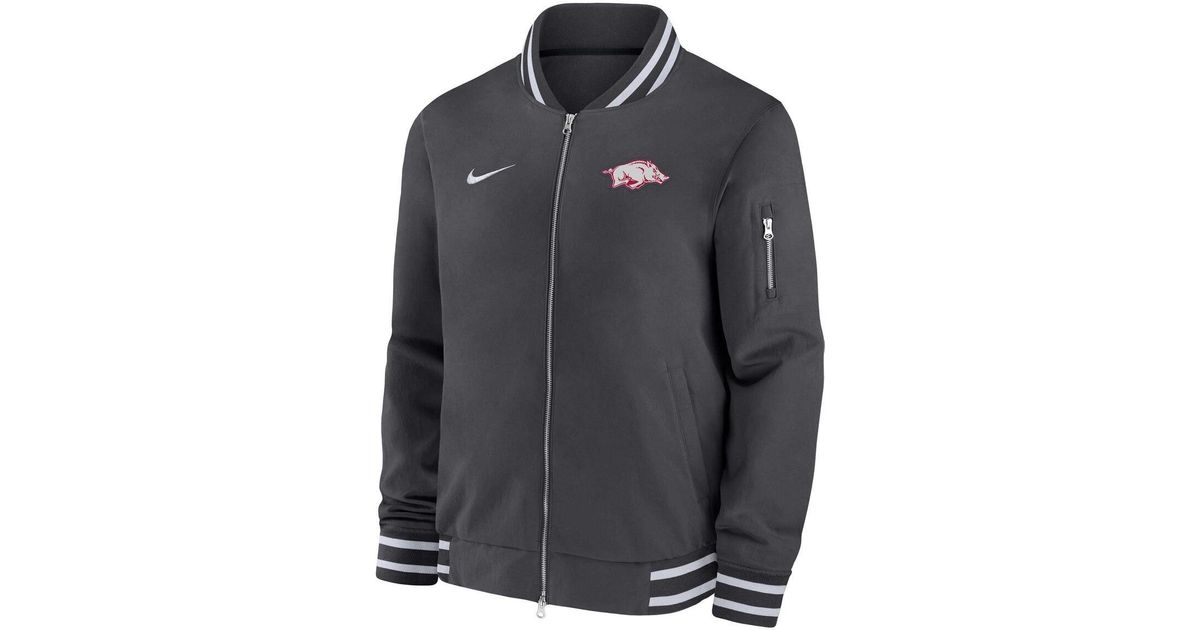 Nike Arkansas Razorbacks Full-zip Bomber Jacket in Gray for Men | Lyst