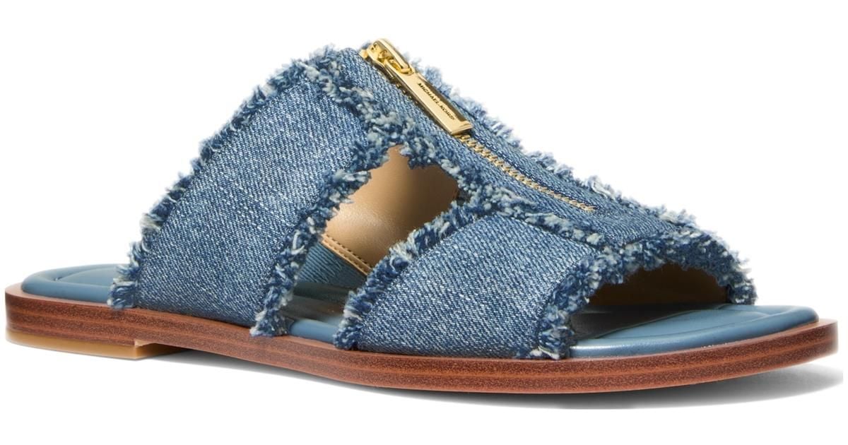 Michael Kors Berkley Flat Heel Sandals in Blue | Lyst